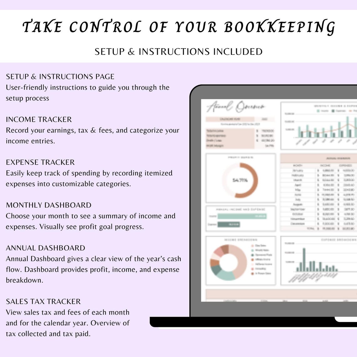 Easy Bookkeeping Template Google Sheets Business Income and Expense ...