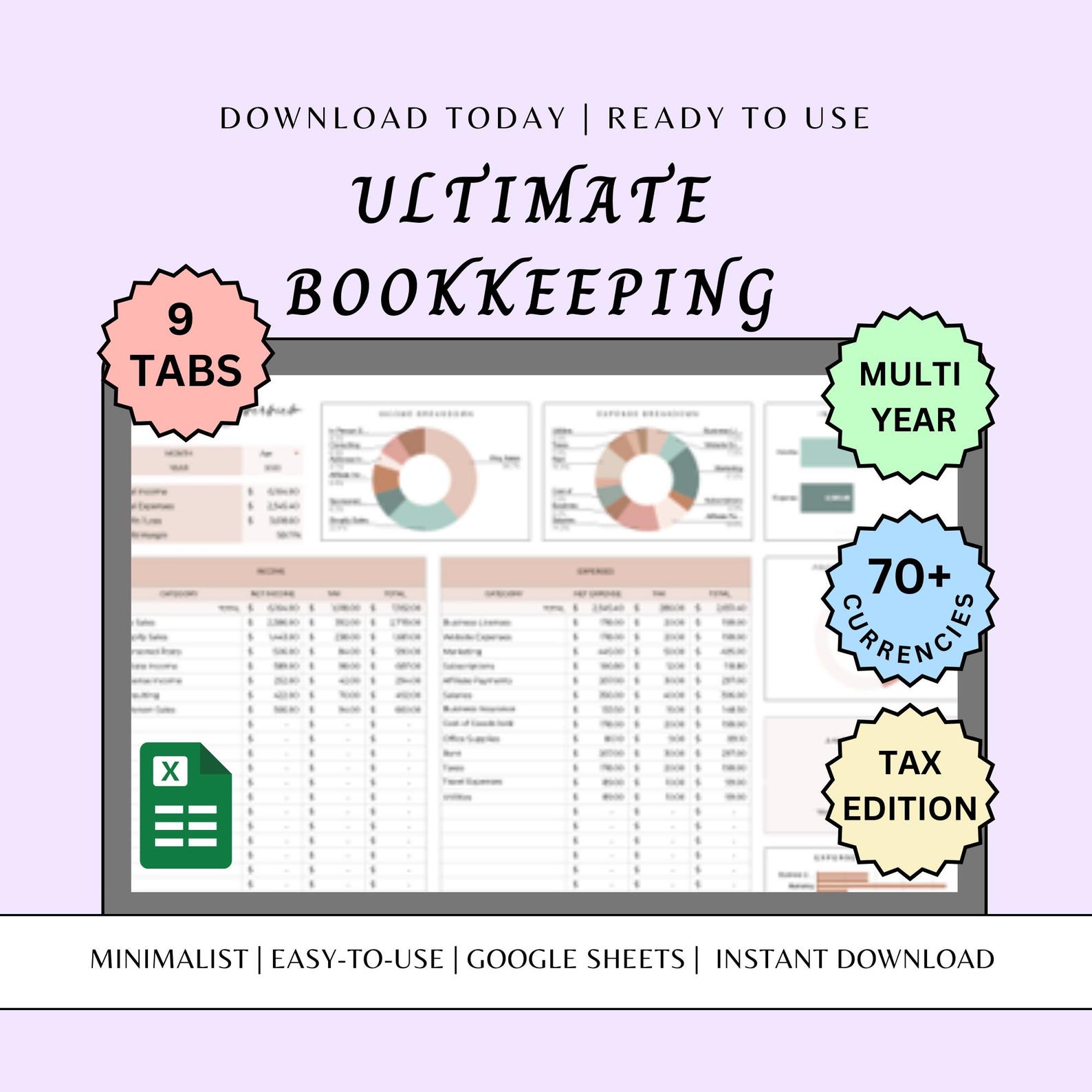 Ultimate Bookkeeping Google Sheets Business Bookkeeping Spreadsheet ...