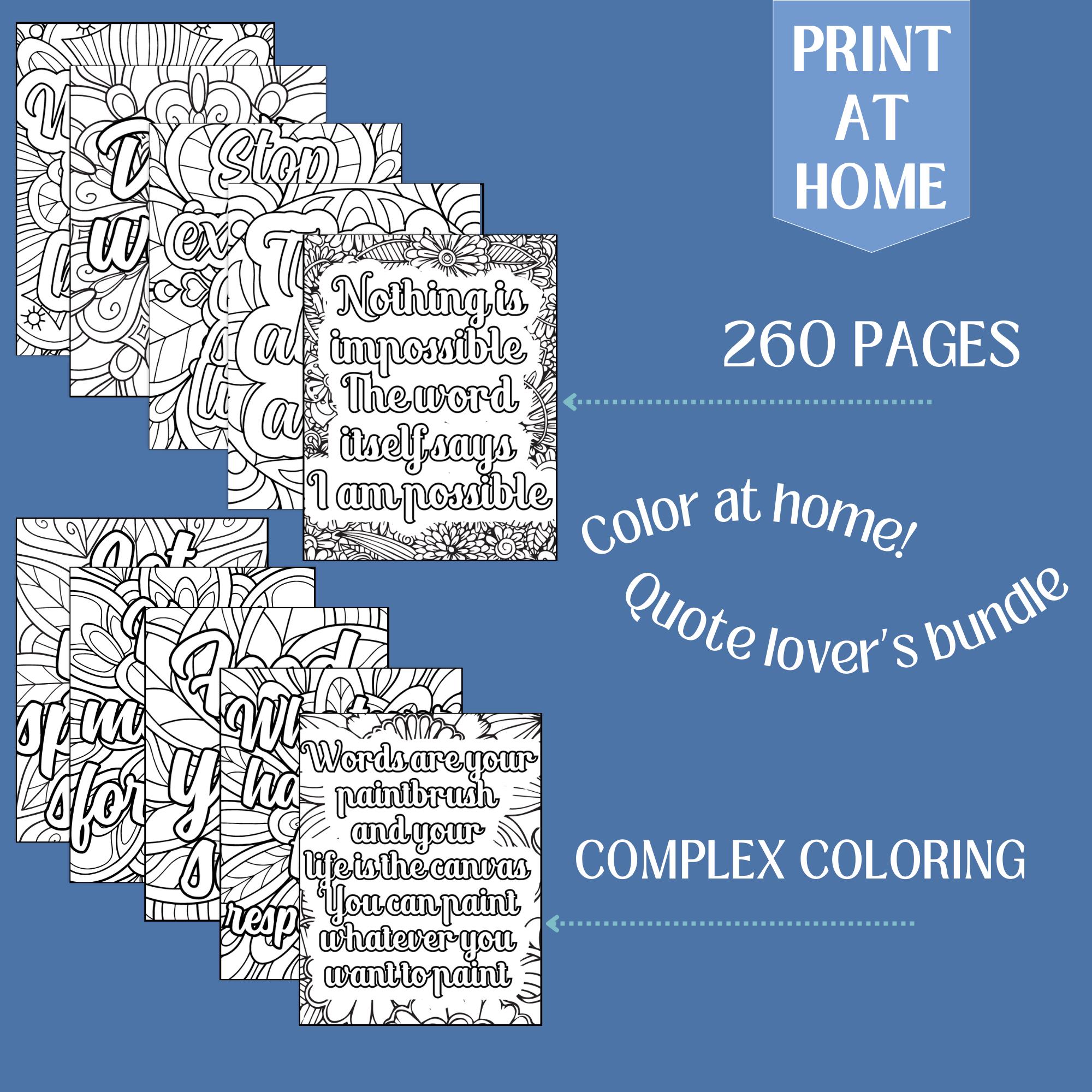 Inspirational Coloring 260 Pages Adult Bundle With Mindfulness Message ...