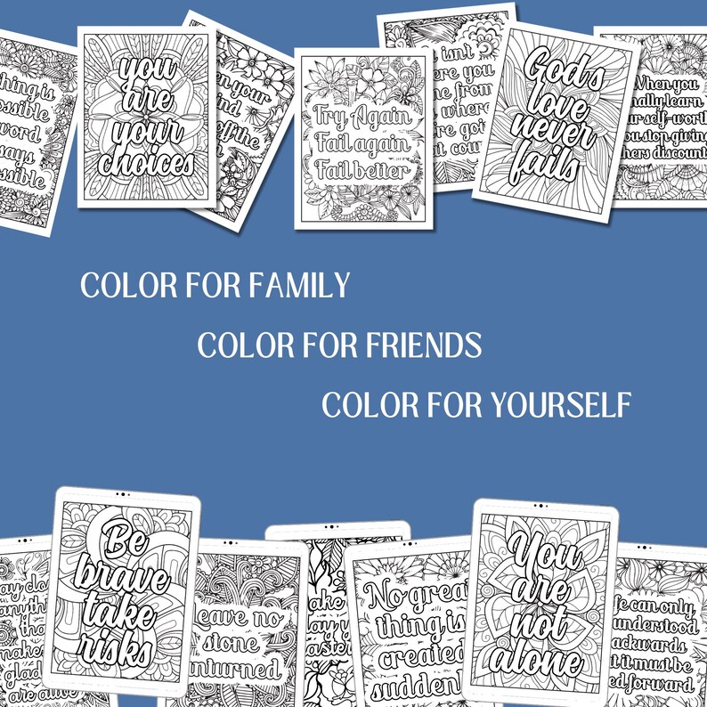 Inspirational Coloring 260 Pages Adult Bundle With Mindfulness Message ...
