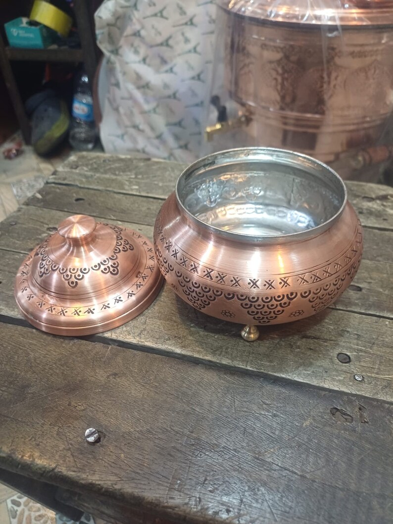 Traditional Turkish Copper Sugar Bowl Copper Delight Bowl , Copper Pot ...