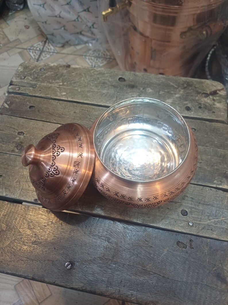 Traditional Turkish Copper Sugar Bowl Copper Delight Bowl , Copper Pot ...