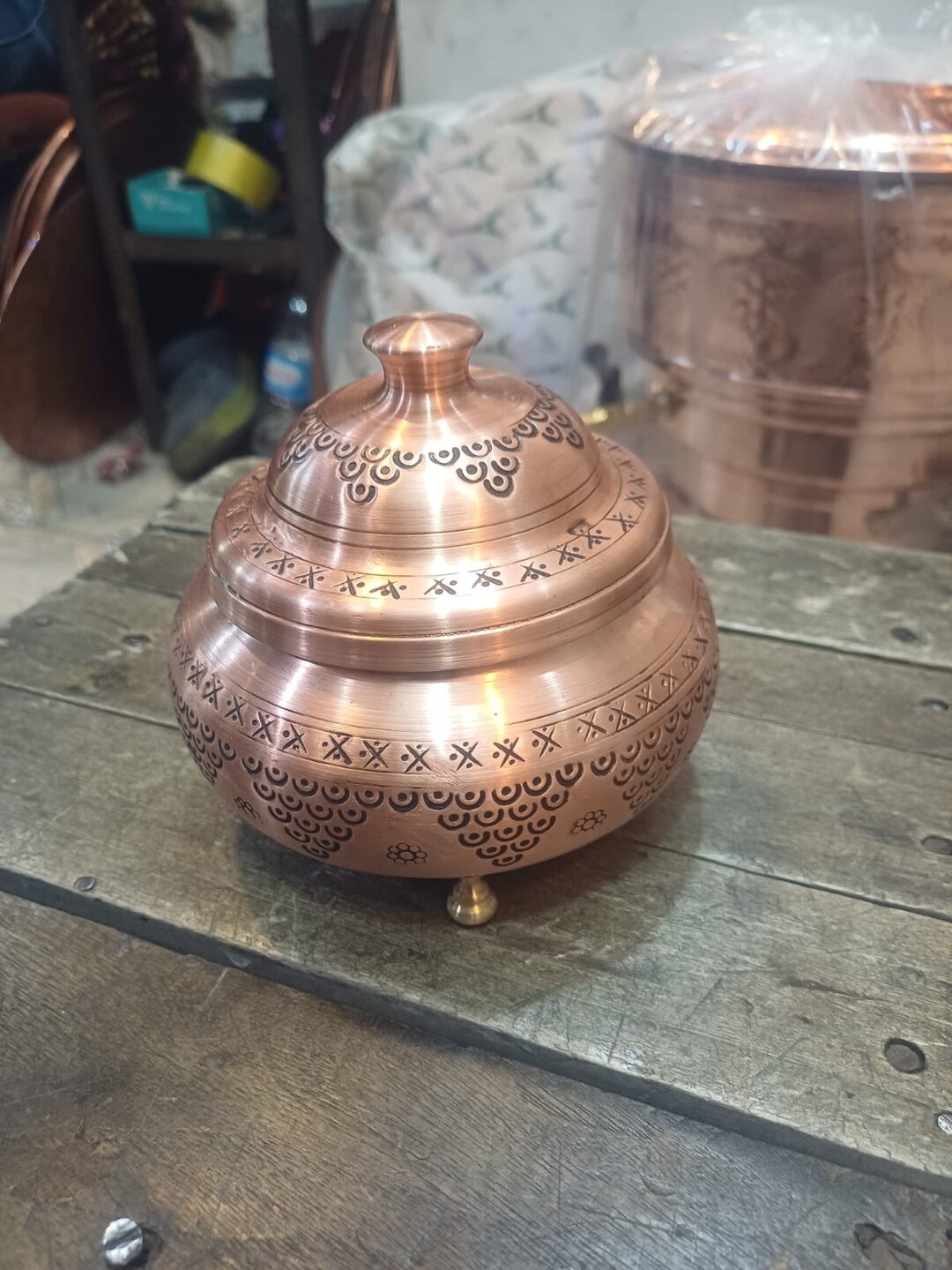 Traditional Turkish Copper Sugar Bowl Copper Delight Bowl , Copper Pot ...