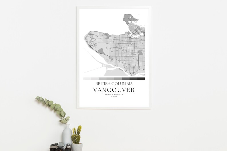 Vancouver City Map Art, City Vancouver Print, British Columbia Map ...