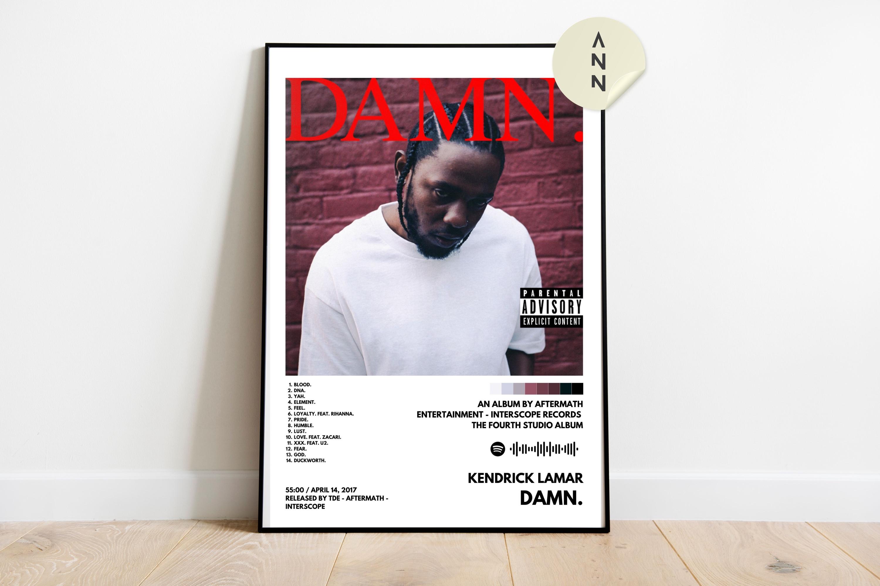 Kendrick Lamar- DAMN Album Poster / Album Cover Poster / Wall Decor ...