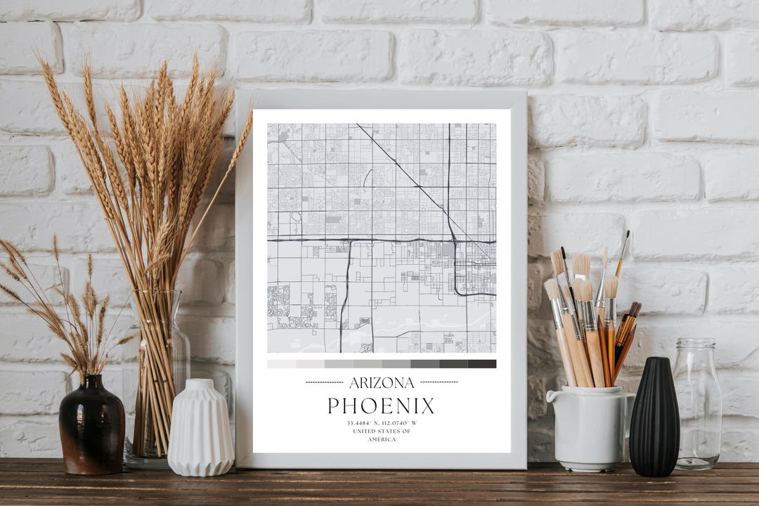 Phoenix City Map Art, City Names Phoenix Print, Phoenix Arizona Map ...