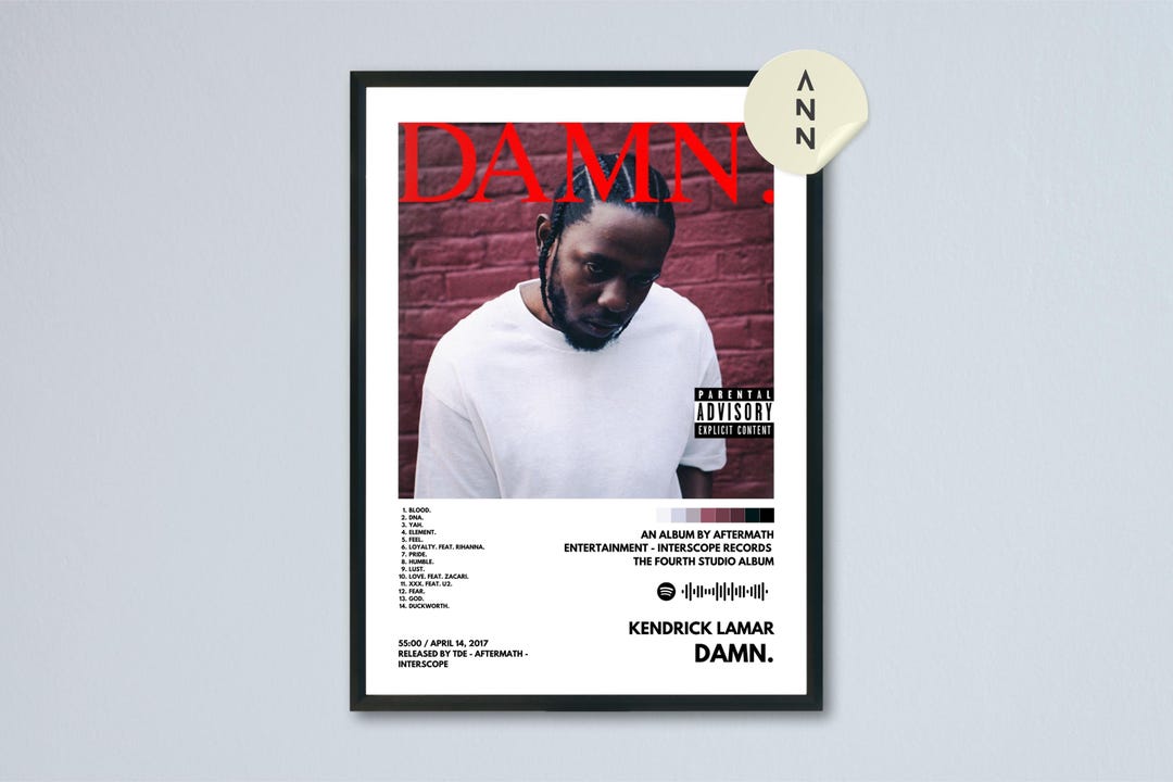Kendrick Lamar- DAMN Album Poster / Album Cover Poster / Wall Decor ...