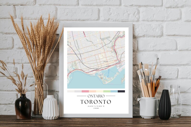 Toronto City Map Art, City Names Toronto Print, Toronto Ontario Map ...