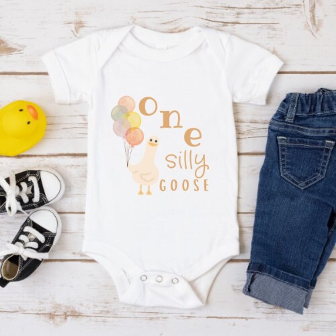 One Silly Goose Boy Girl First Birthday Balloon Shirt Gender Neutral ...