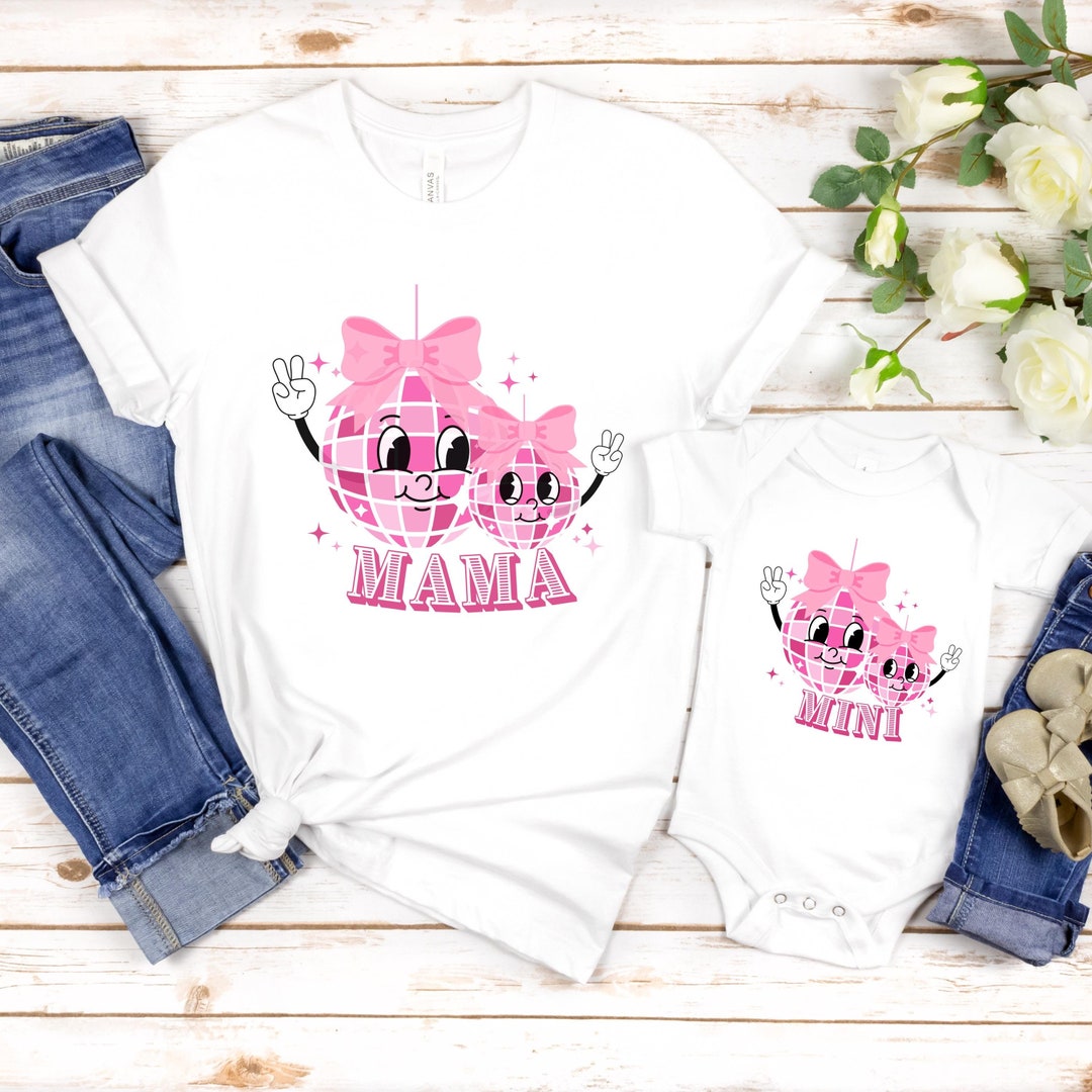 Mommy and Me Matching Outfit, Mama Mini Retro Disco Ball Shirt, Mom and ...