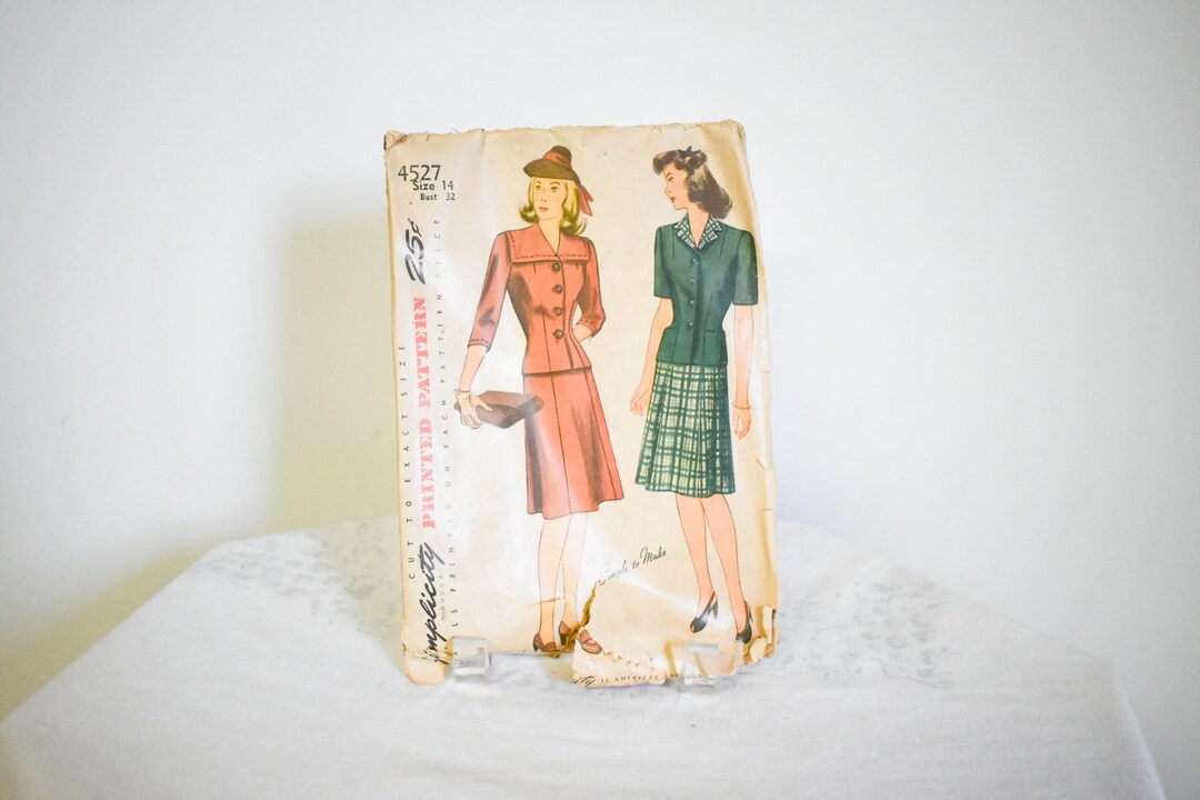 1940s Simplicity Two Piece Dress Pattern 4527 Size 14 - Etsy