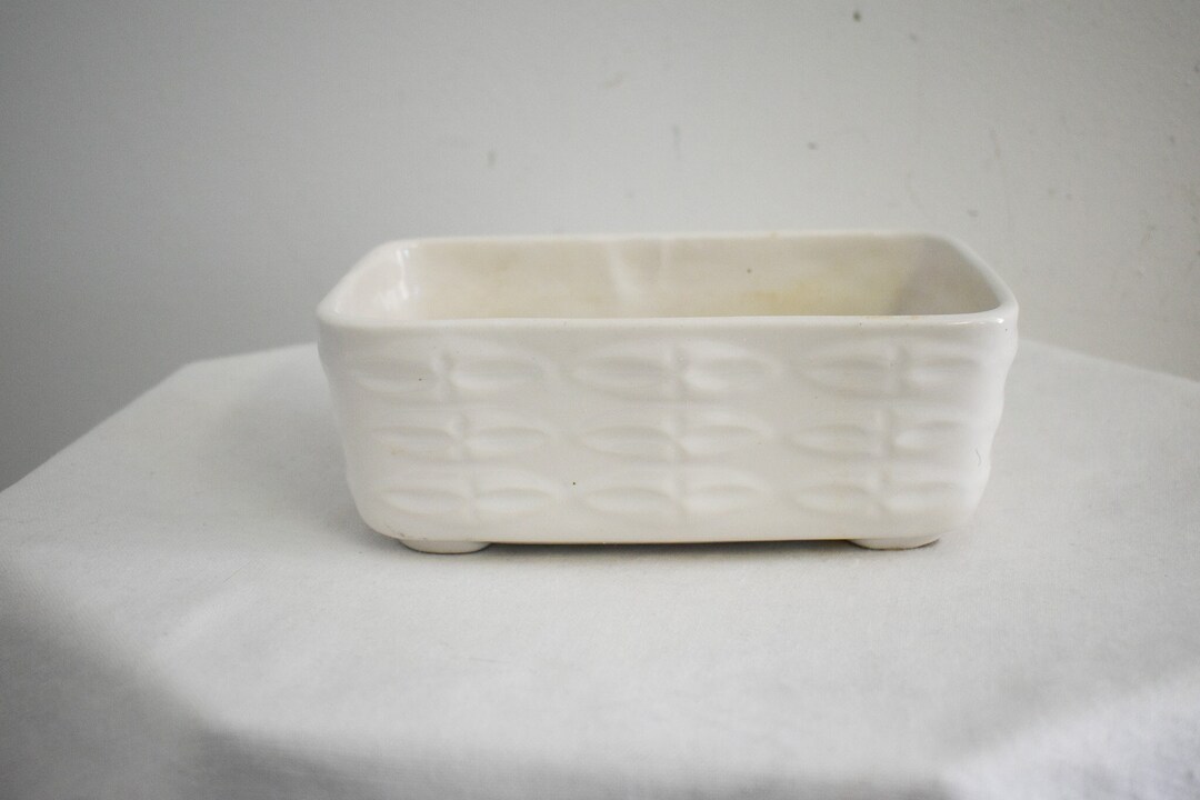 MCM Cream Rectangle Pottery Planter - Etsy