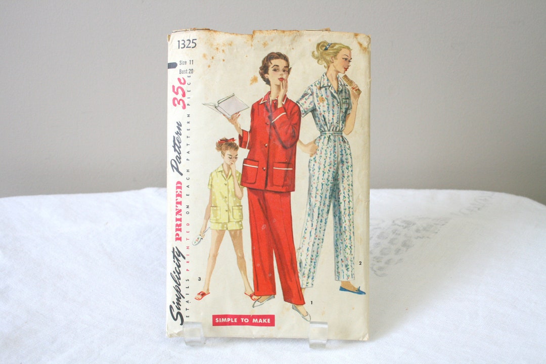 1950s Simplicity Pajamas Pattern, 1325, Junior Size 11 - Etsy