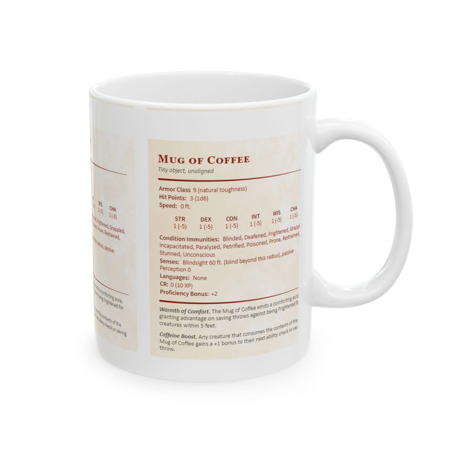 Dnd Mug of Coffee Stat Block Dungeons and Dragons RPG Gift DM Mug ...
