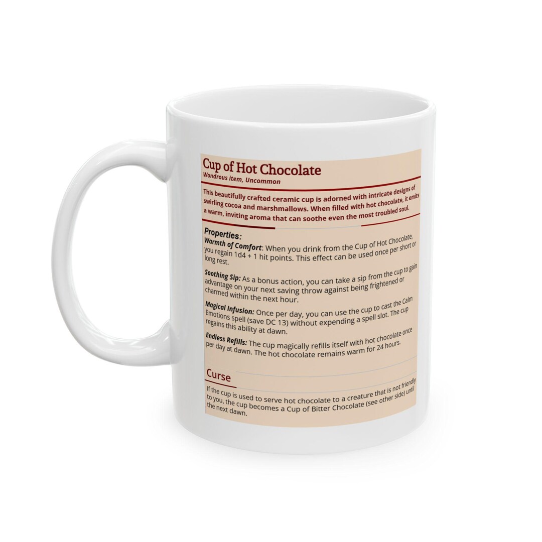 D&D 5E Ceramic Mug, Cup of Hot Chocolate, Cursed Item Gamer Gift, 11oz ...