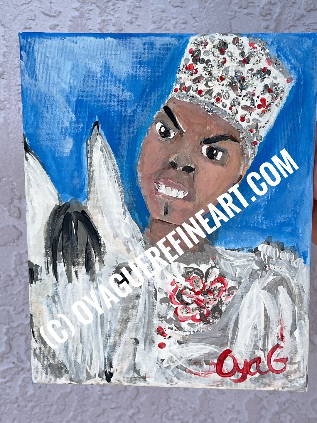 Hand-painted Obatala Ayaguna Original Artwork, Wrapped Canvas Painting ...
