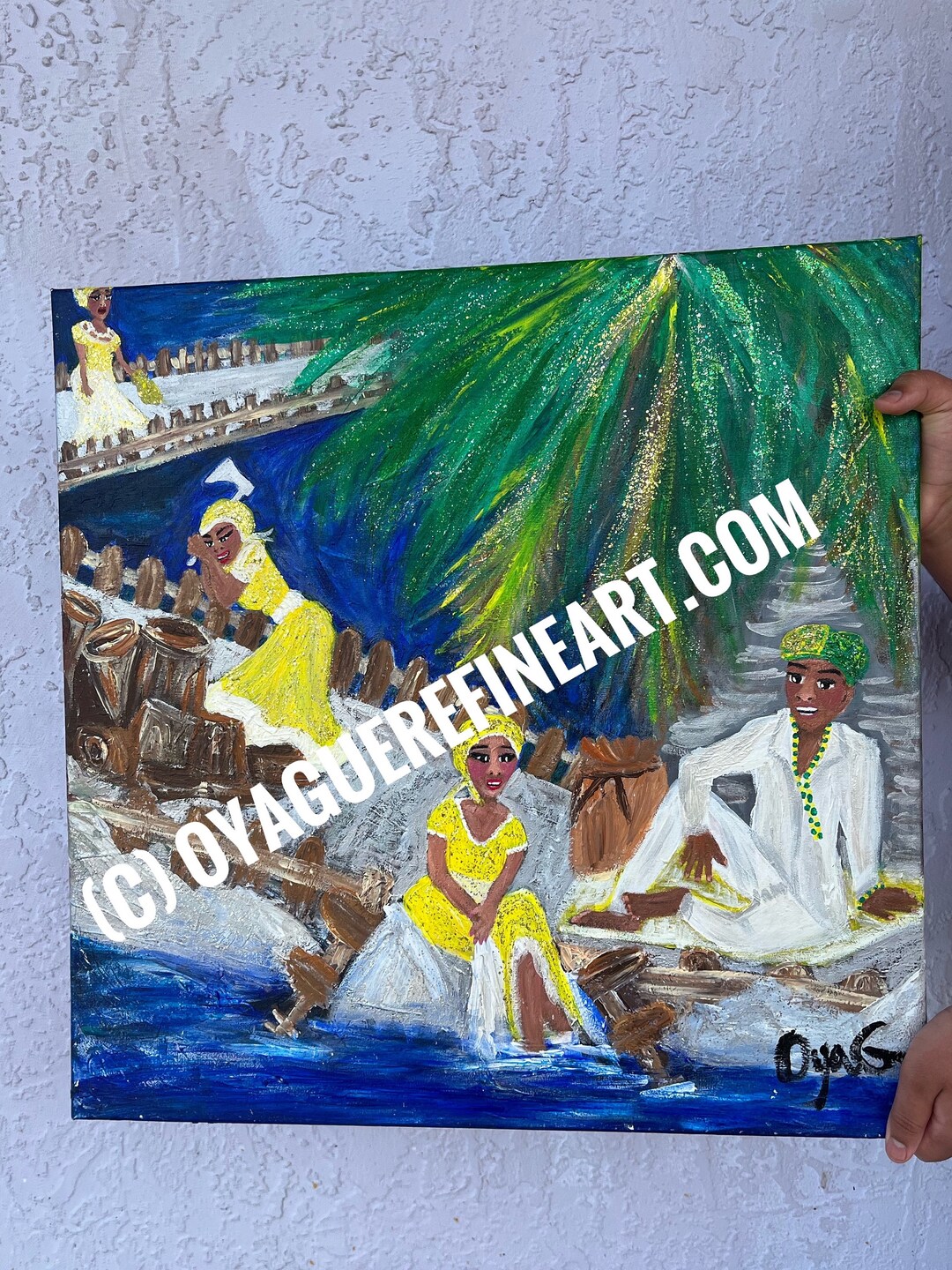 Hand-painted Original Orula Artwork, Wrapped Canvas Painting of African ...