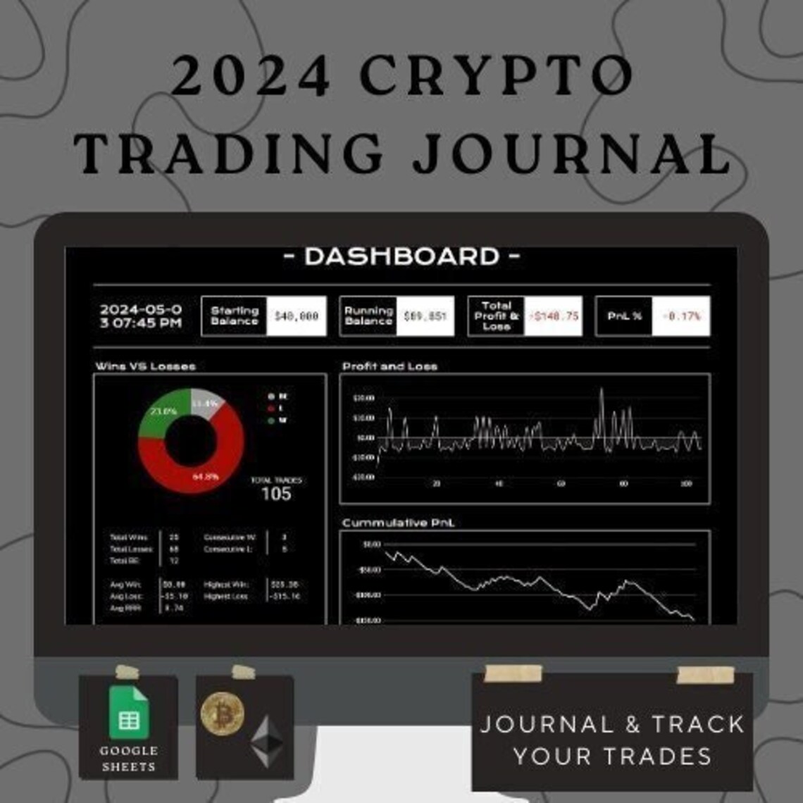 Crypto Trading Journal 2024 dark Mode Version - Etsy
