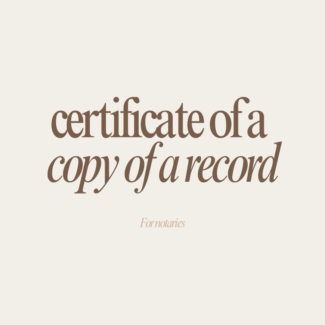 Certificate of a Copy of a Record - Etsy