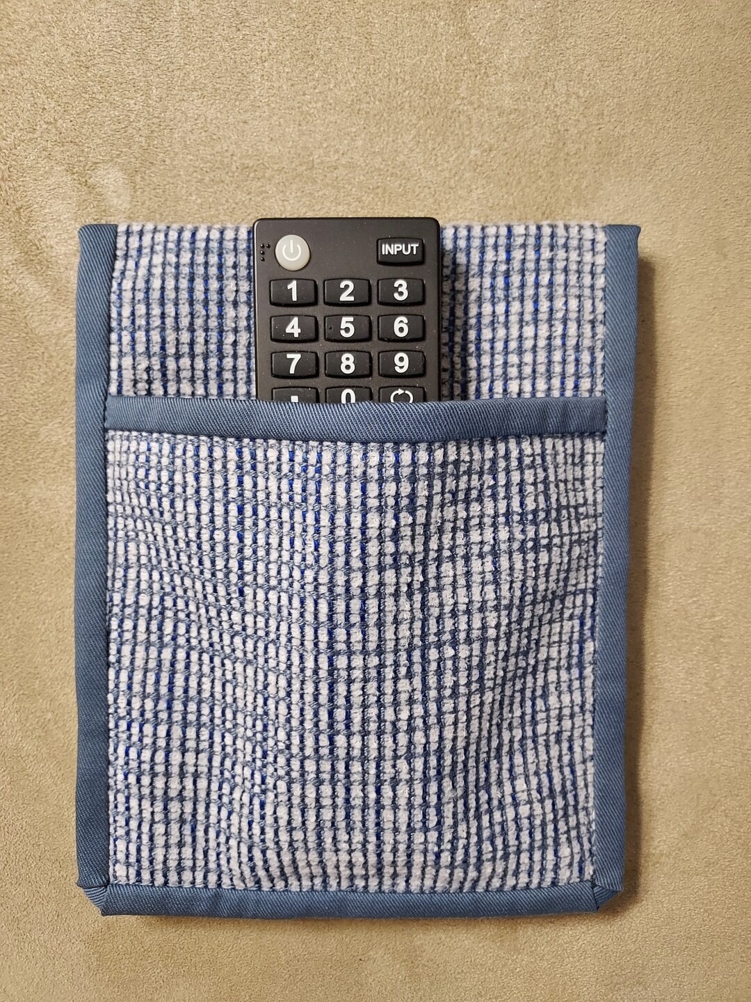 Bed Caddy - Blue/white Chenille Check - One Pocket - Etsy