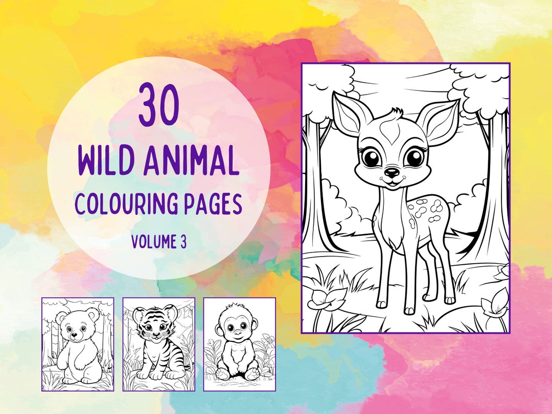 30 Wild Animal Colouring Pages, Printable Colouring Pages for Kids ...