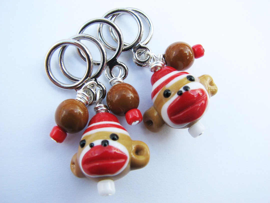 Sock Monkey Non-snag Stitch Markers - Etsy