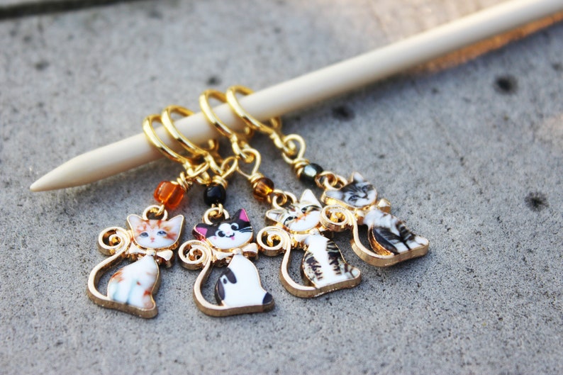 Enamel Kitty Cats Non-snag Stitch Markers | Etsy