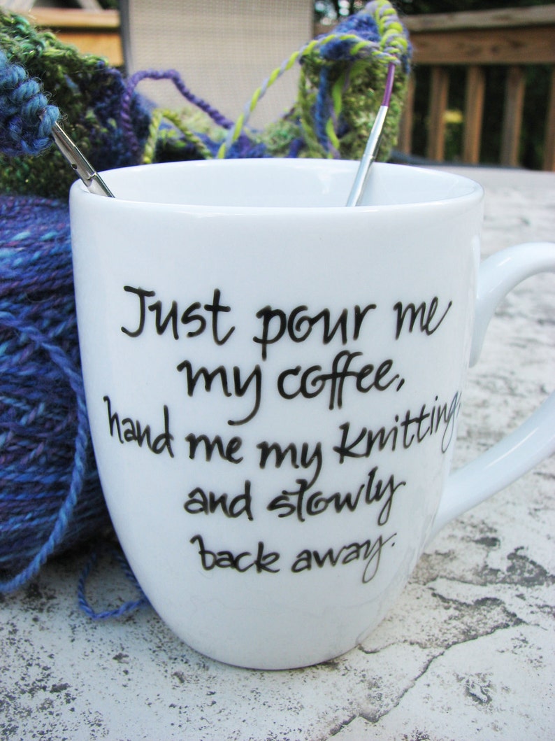 Mug for Knitters & Knitting: Coffee or Tea Warning | Etsy