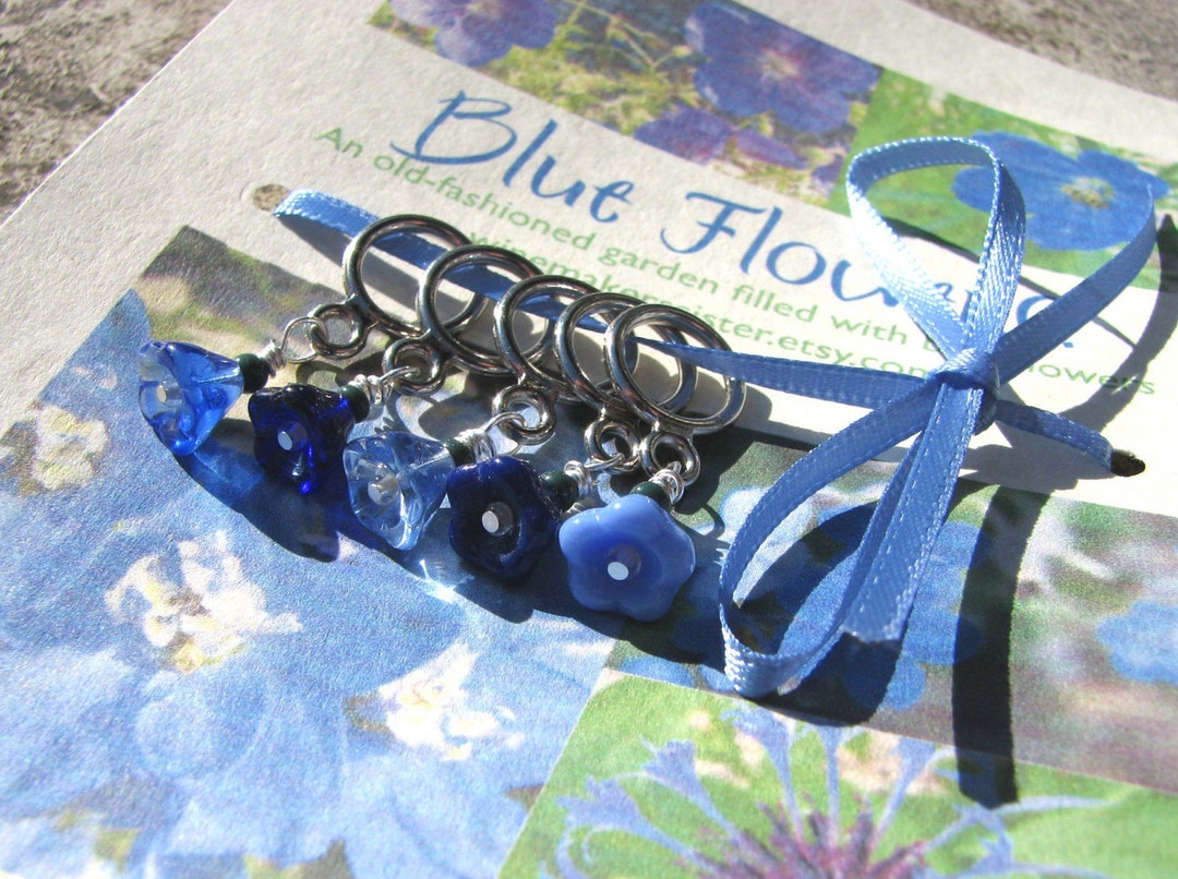 Blue Flower Stitch Markers - Etsy