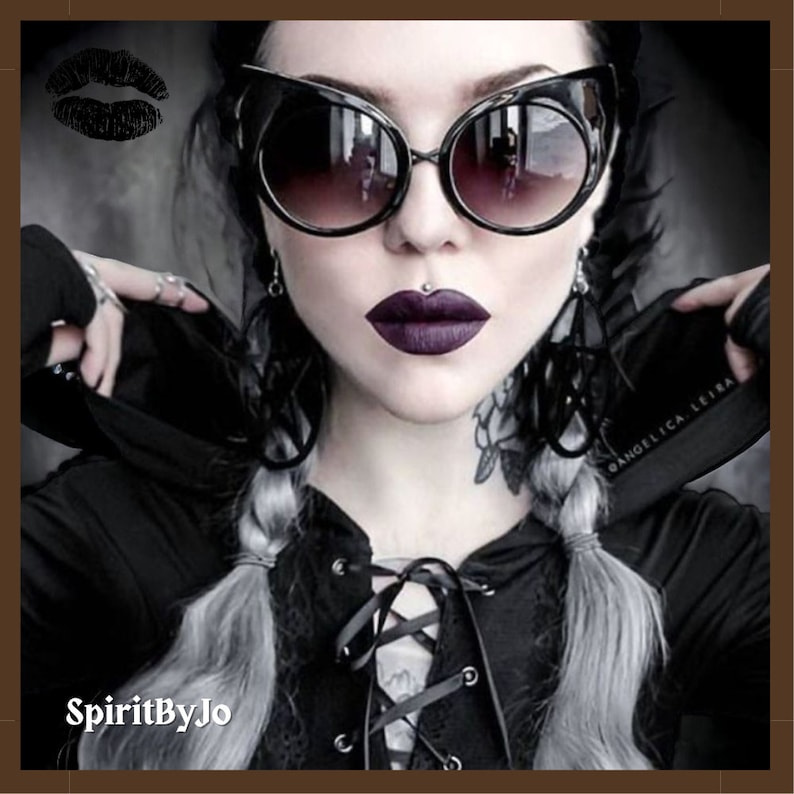 Goth Dark Cat Eyes Sunglasses Black Gothic Punk Steampunk Oversized ...