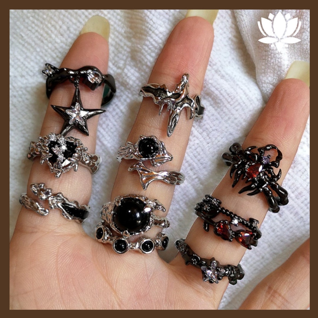 Goth Rings Thorny Rose Ring for Women Men Charm Jewelry Spiritual Stainless Steel Punk Finger ...