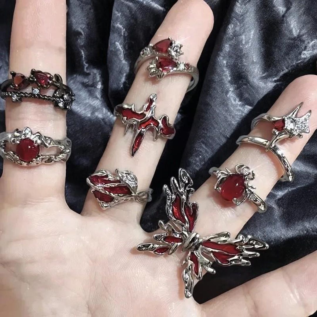 Vampire Rings Red Blood Dark Academia Ring for Girls Women Gifts for ...