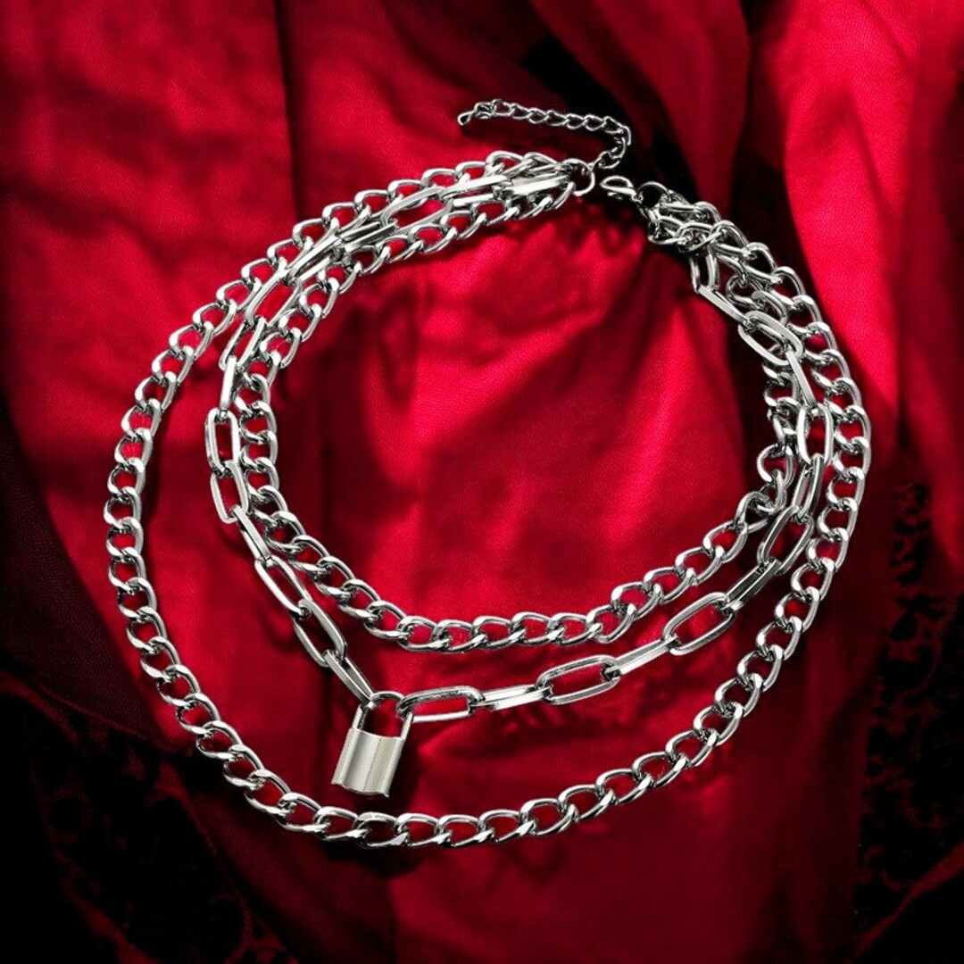 Gothic Chain Necklace Cool Lock Goth Accessories Grunge Style ...