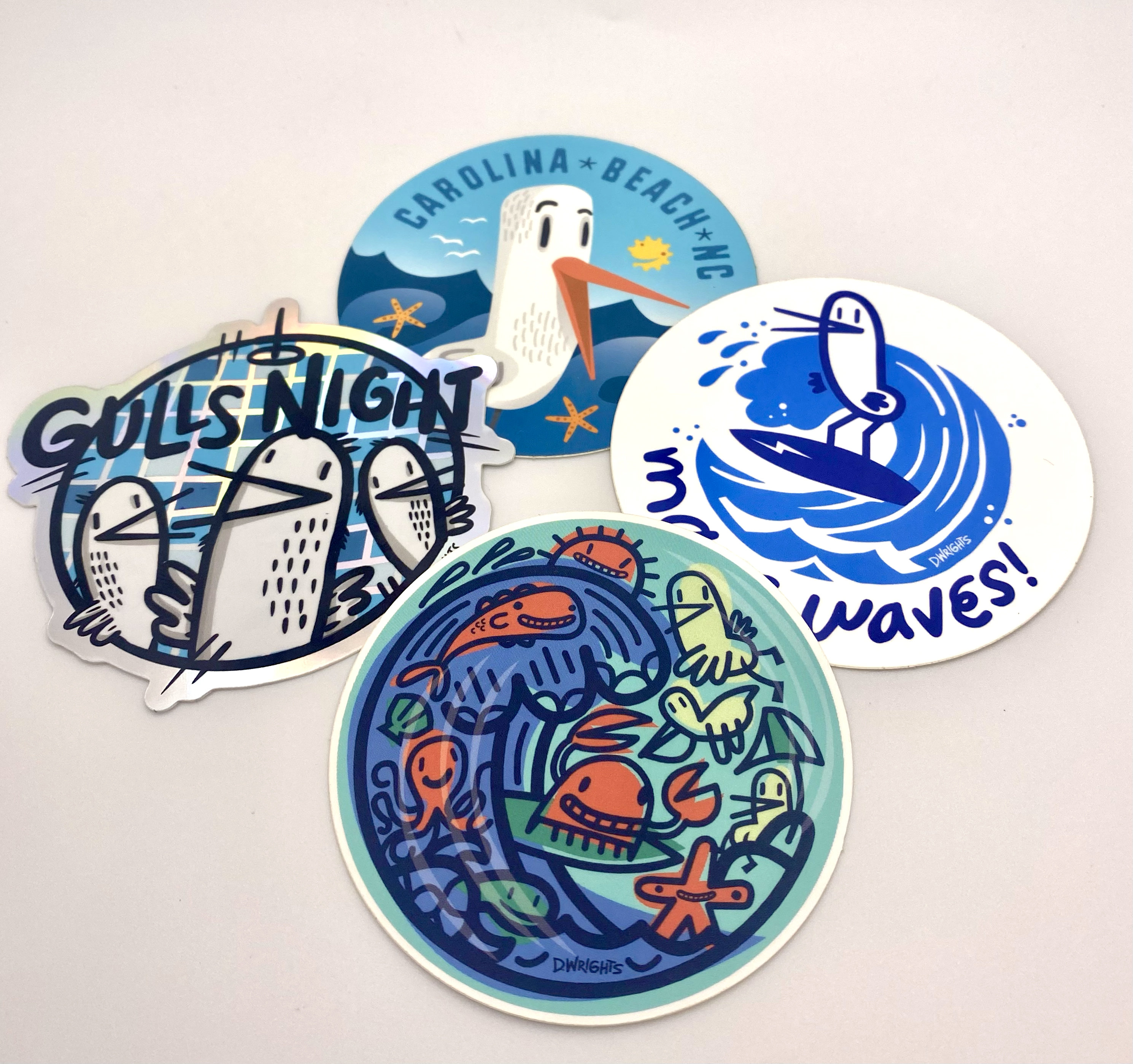 3" Sticker 4-pack: Seagulls - Etsy
