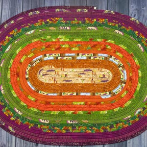 Small Oval Handmade Jelly Roll Rug: Made With Designer Vineyard Print ...
