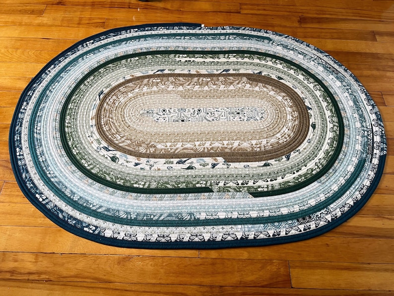 Small Oval Handmade Jelly Roll Rug: Enchanting Garden Harmony ...