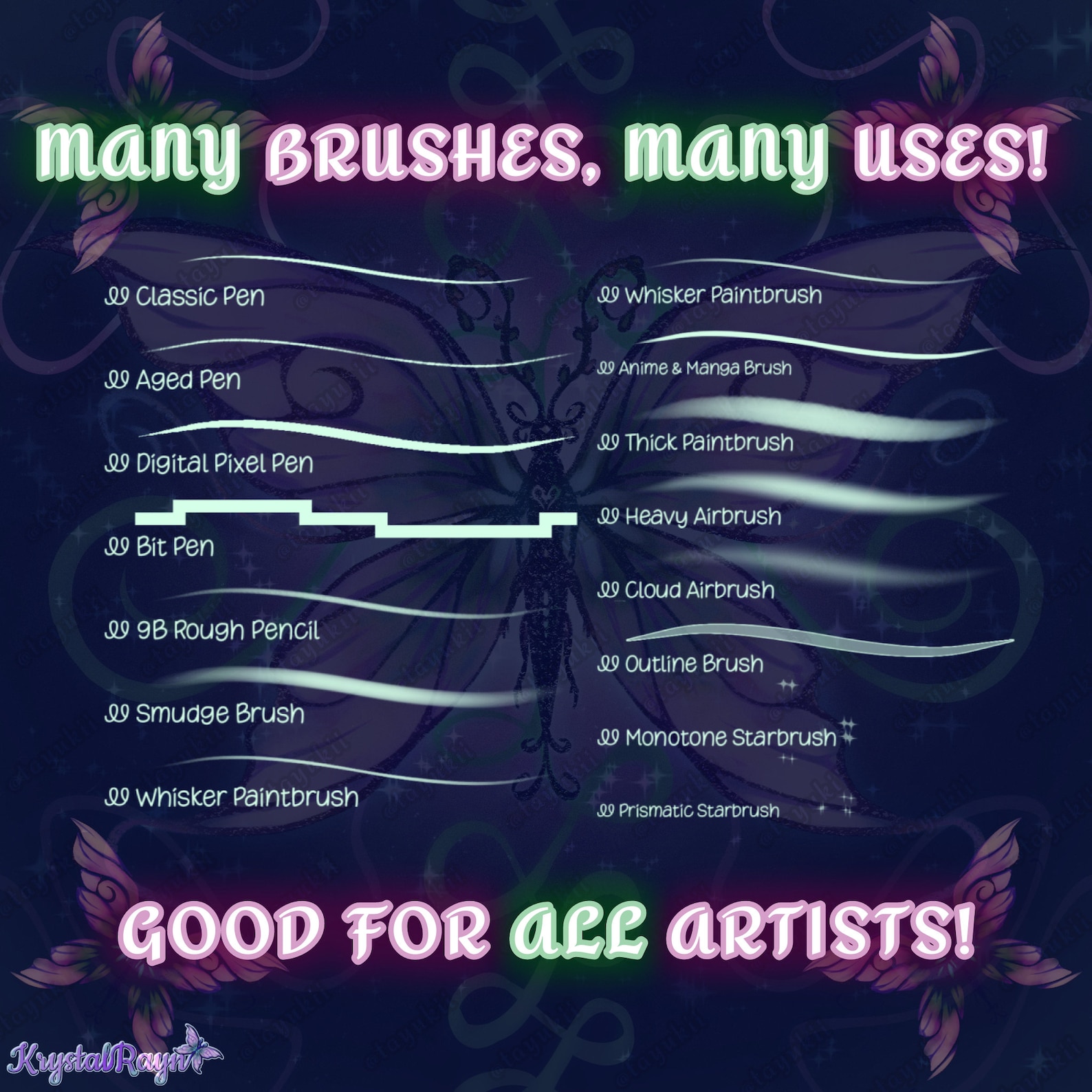 14 Digital Art Brushes for Ibis Paint X, Pens, Paintbrush, Airbrush ...