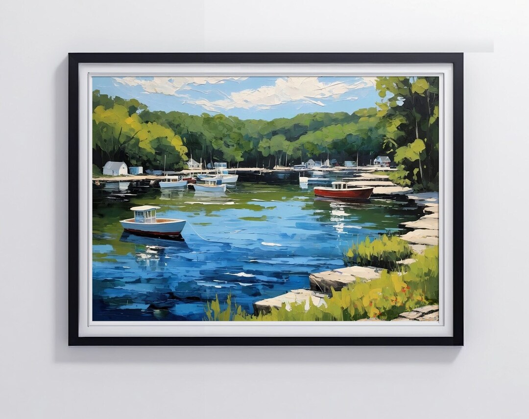 Scenic Lake Marina Printable Wall Art, Summer Room Decor, Freshwater ...