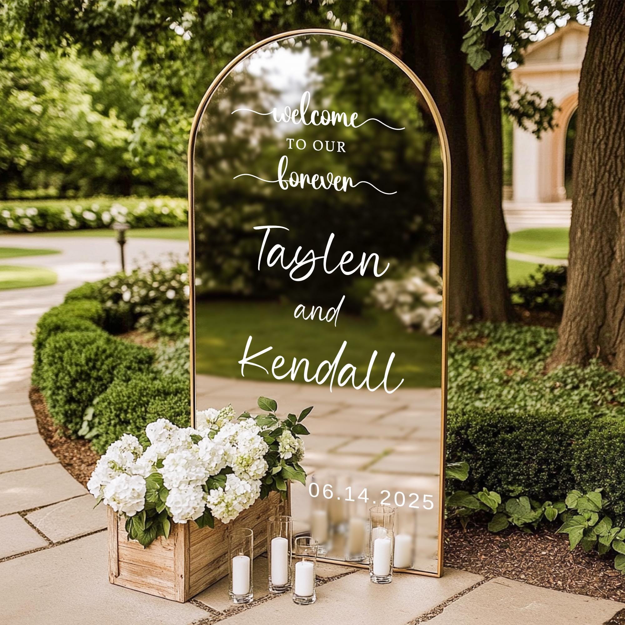 Welcome Wedding Sign Decal, Wedding Welcome Sign Mirror Decal, Vinyl ...