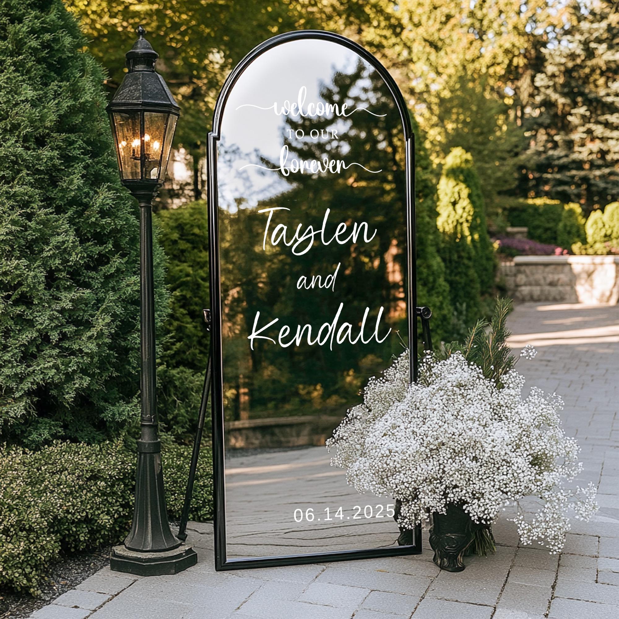 Welcome Wedding Sign Decal, Wedding Welcome Sign Mirror Decal, Vinyl ...