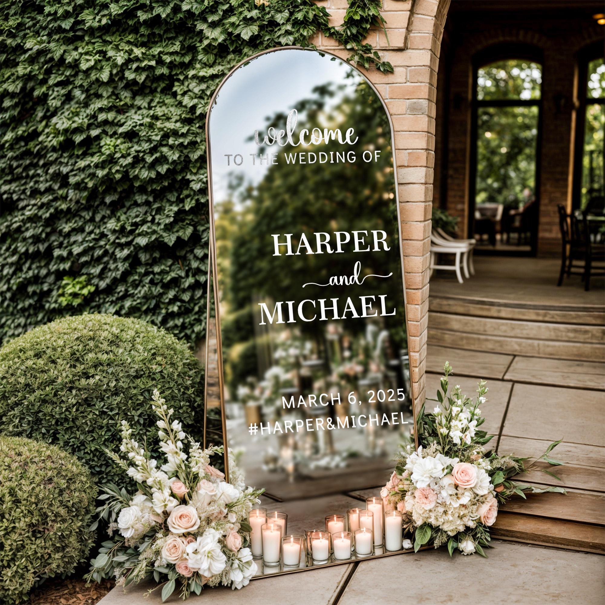 Personalised Welcome Mirror Sign, Vinyl Mirror Decal, Custom Wedding ...