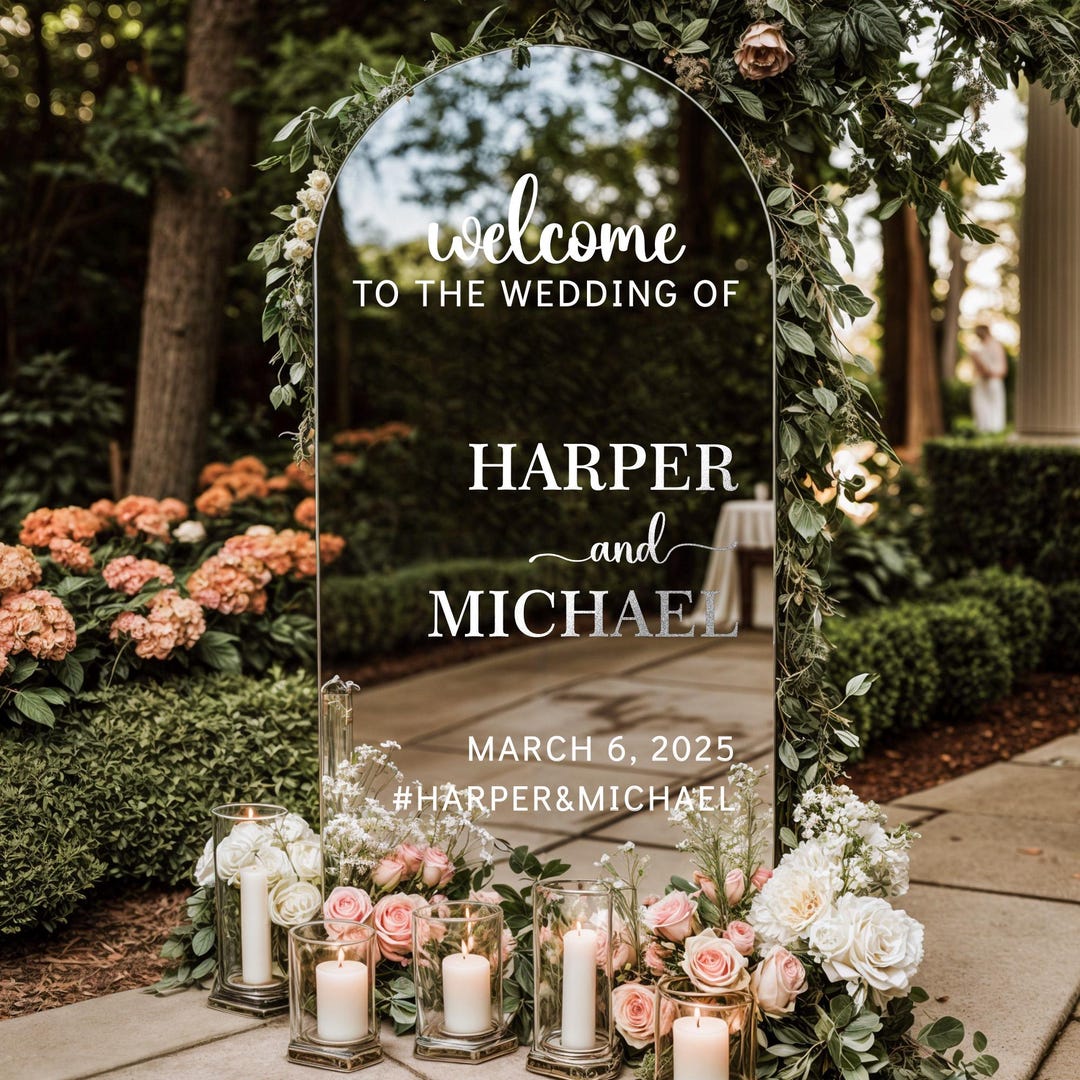 Personalised Welcome Mirror Sign, Vinyl Mirror Decal, Custom Wedding ...