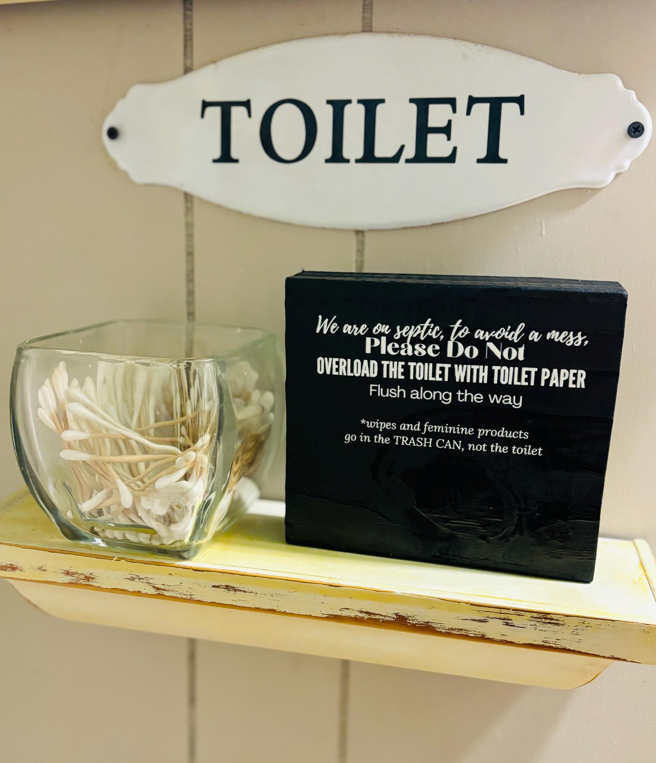 Bathroom Wooden Block Signs - Etsy