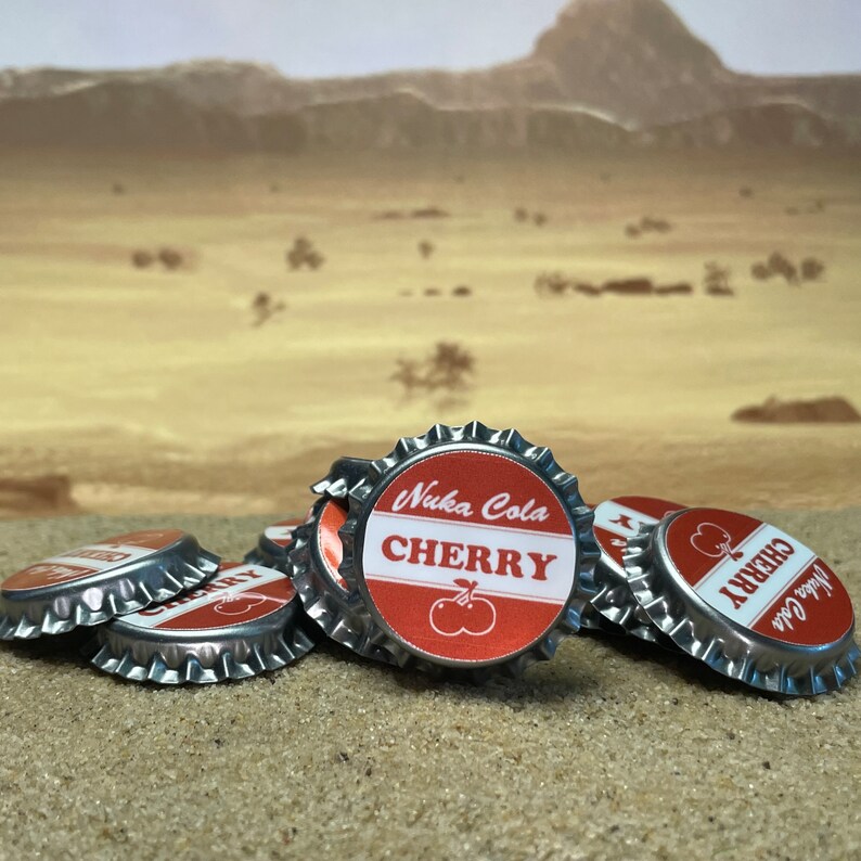 Nuka Cola Cherry Bottle Caps - Metal Bottle Caps Inspired by Fallout ...