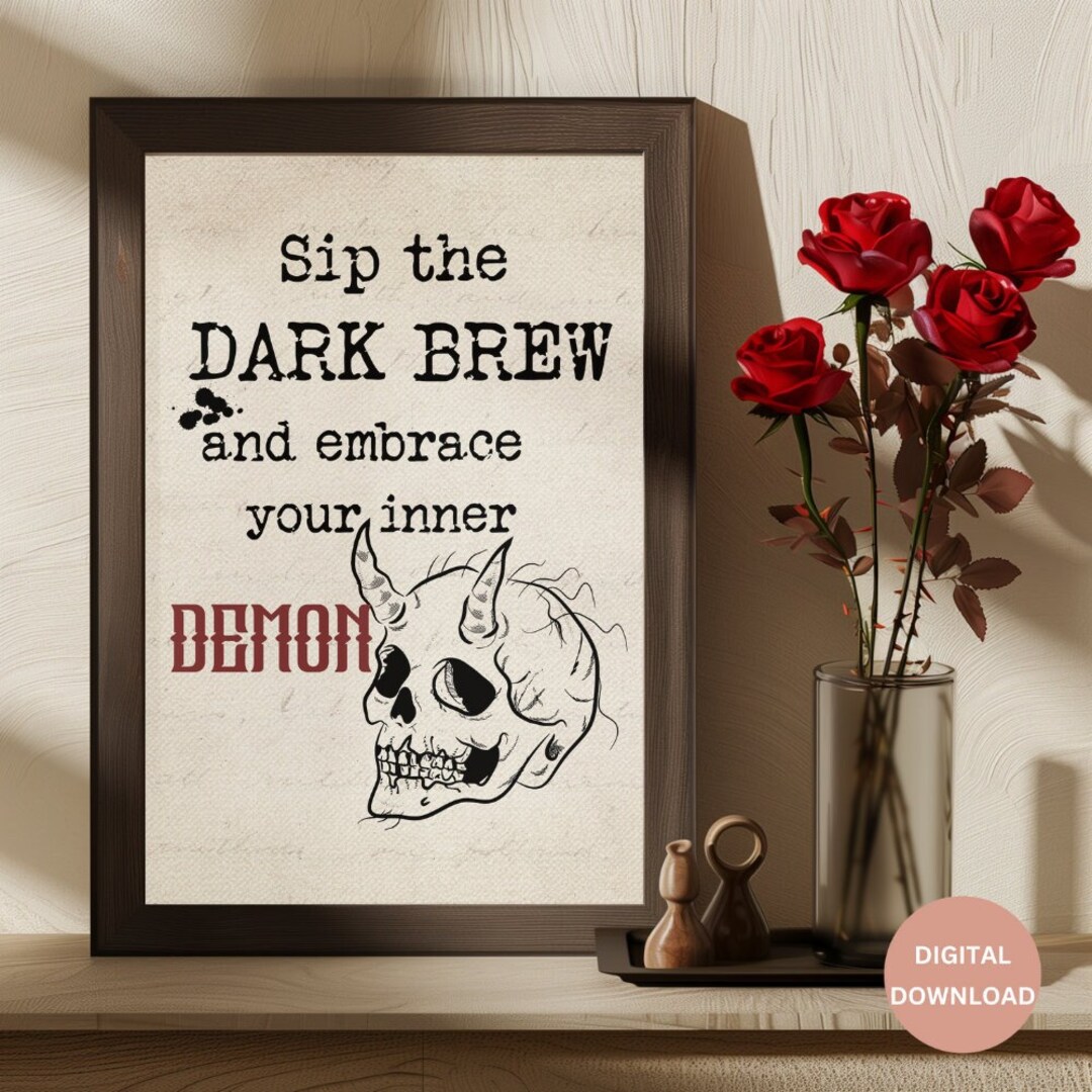 Coffee Wall Art, Coffee Bar Print, Gothic Style Home Decor, Coffee Bar ...