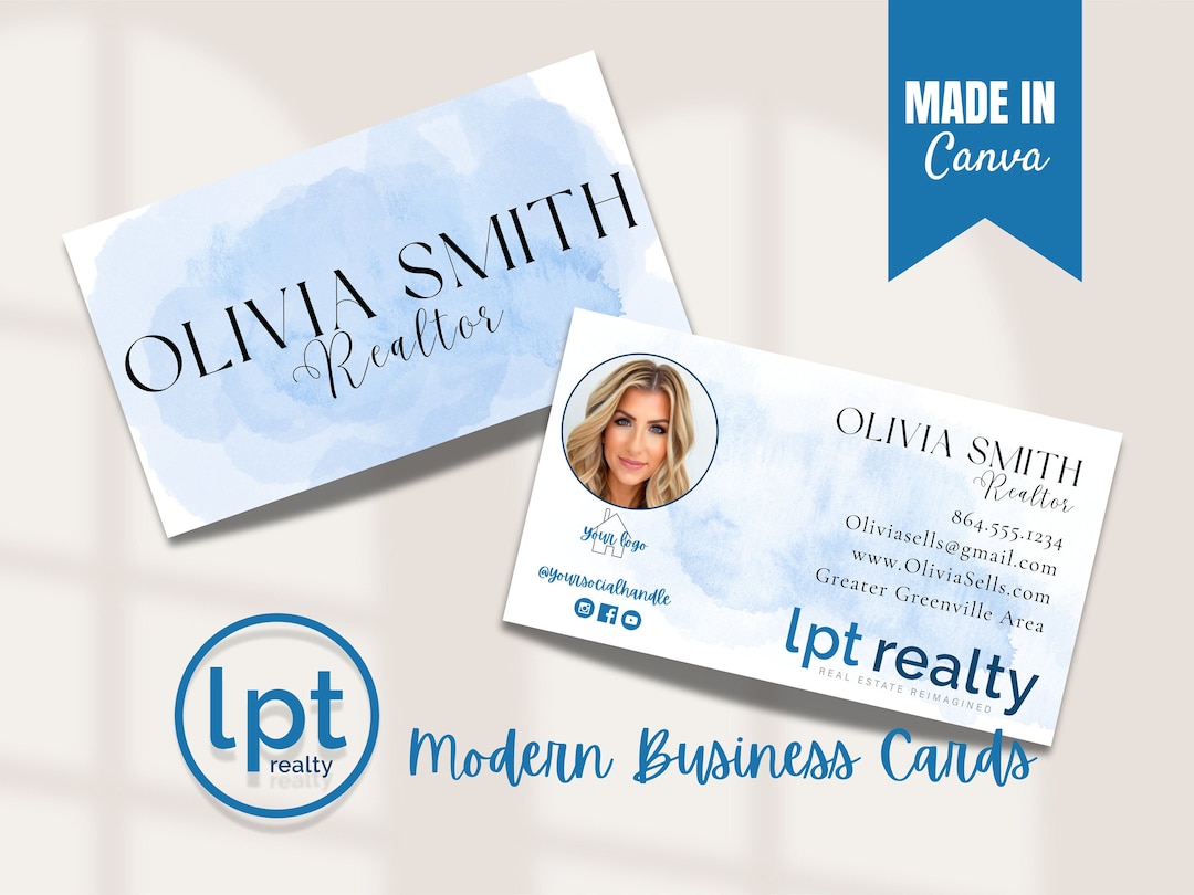 LPT Realty Modern Business Card BLUE Logo - Etsy