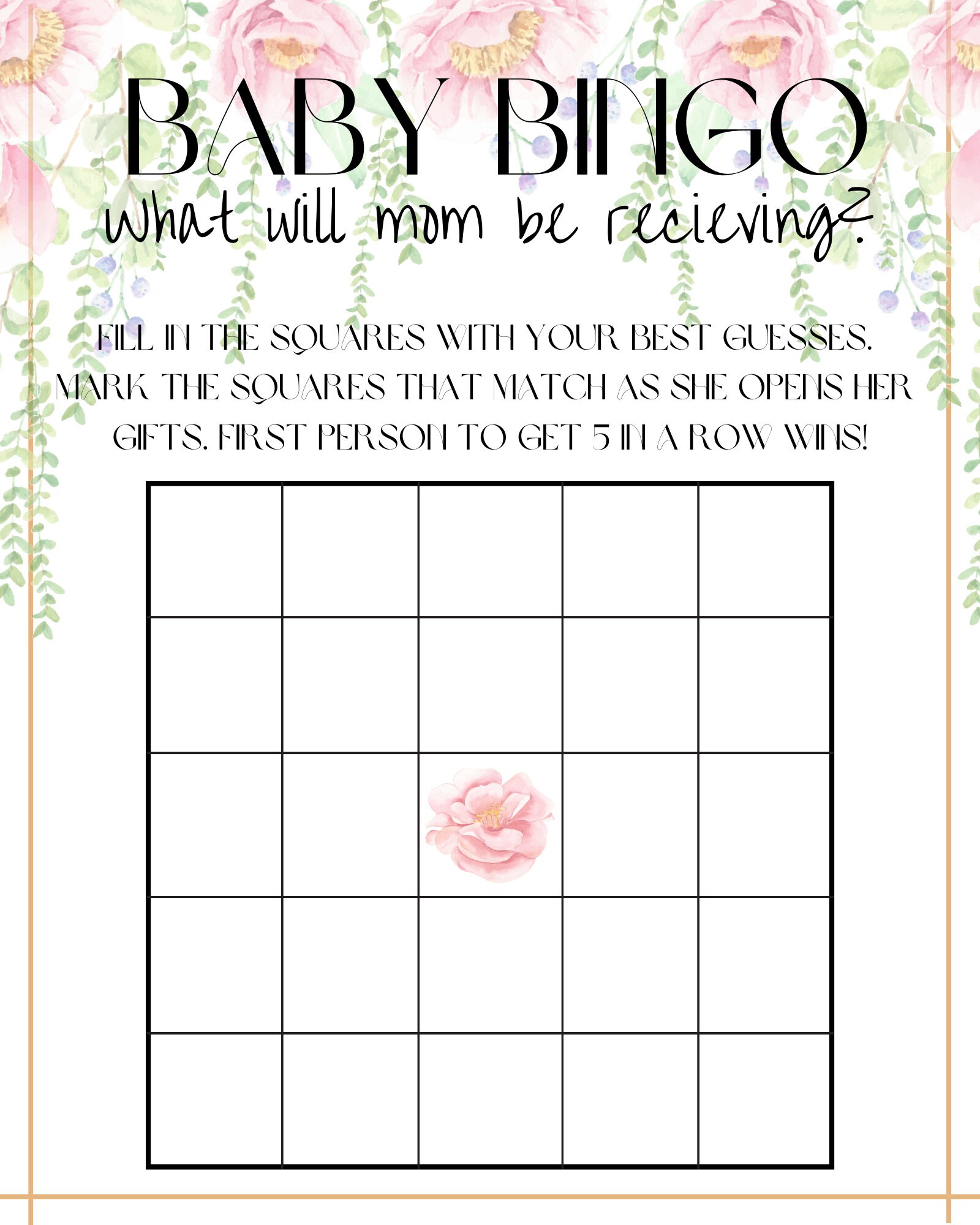 Flower Baby Shower Games - Etsy