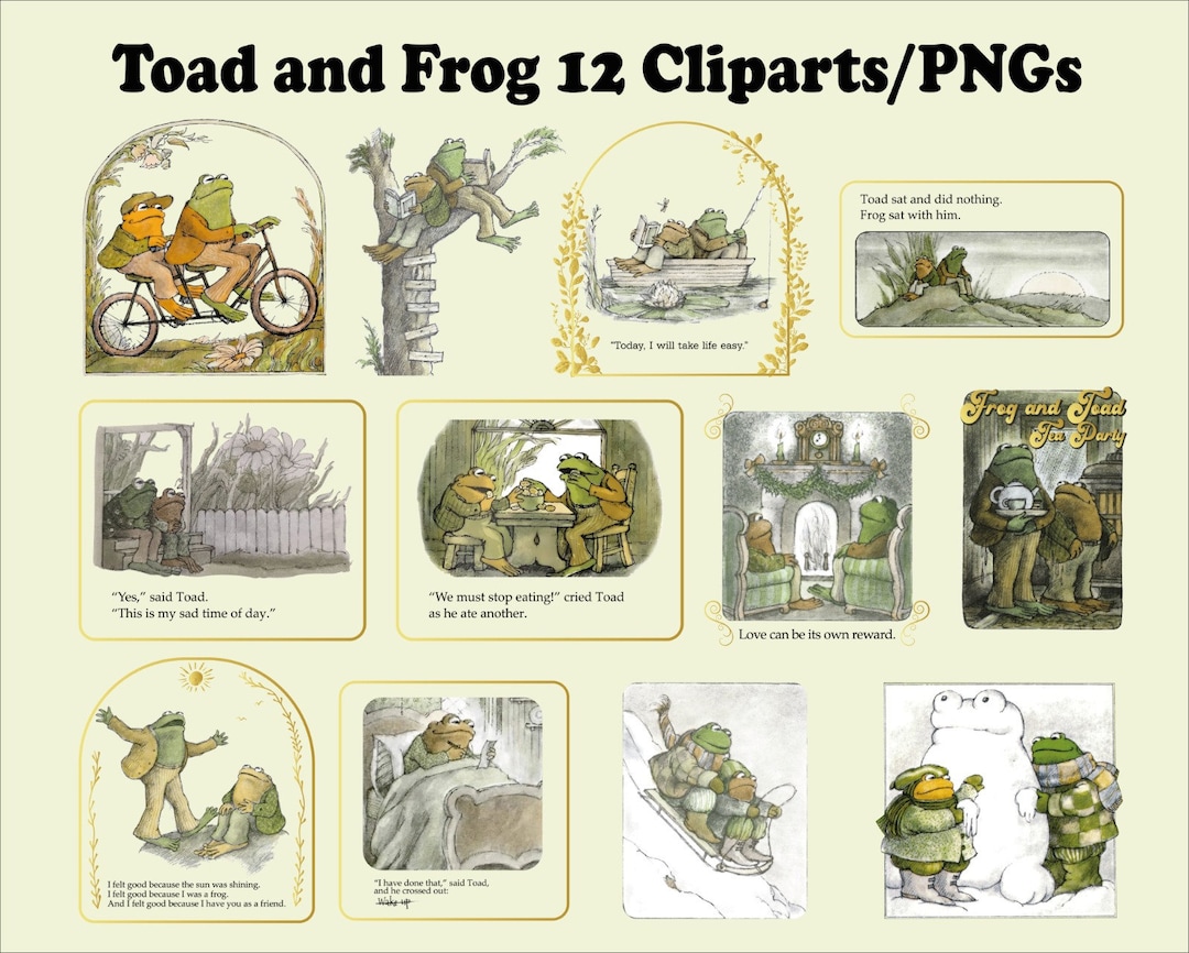Frog and Toad Clip Art Set, Story Characters, Transparent PNG, Digital ...