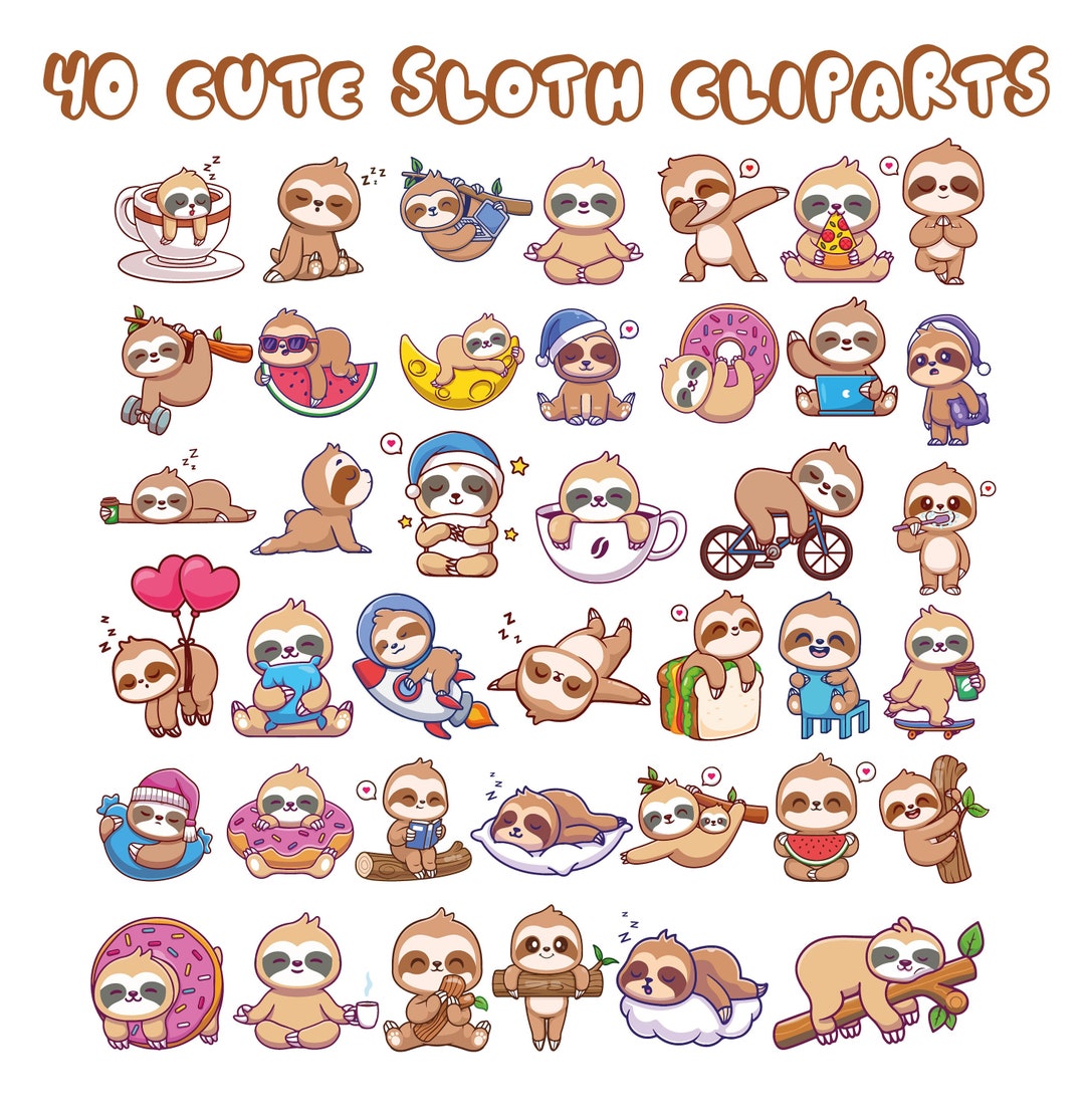 Cute Sloth PNG Bundle, Sloth Png, Happy Sloth Png, Sloth Clipart ...