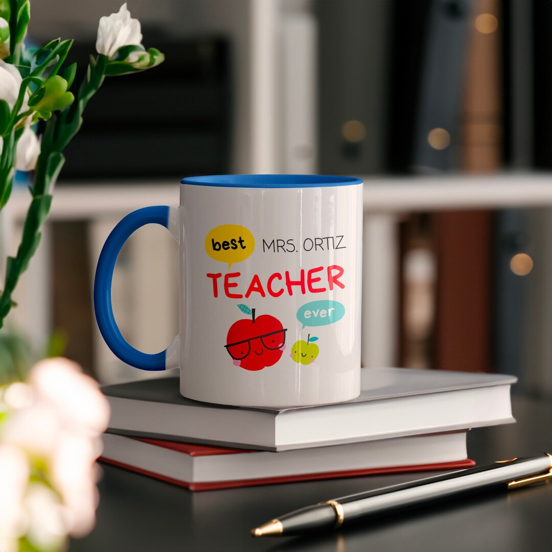 Personalized Teacher Mug, Apple Design, Back to School Gift - Etsy
